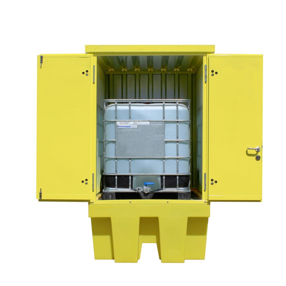Steel Covered Lockable Single IBC Spill Pallet Bund - Romold BB1HCS